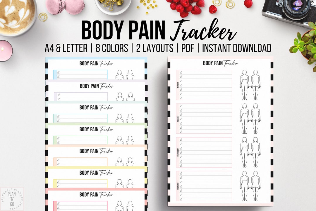 Pain Tracker Printable, A4, Letter, Chronic Illness Journal, Body Pain ...