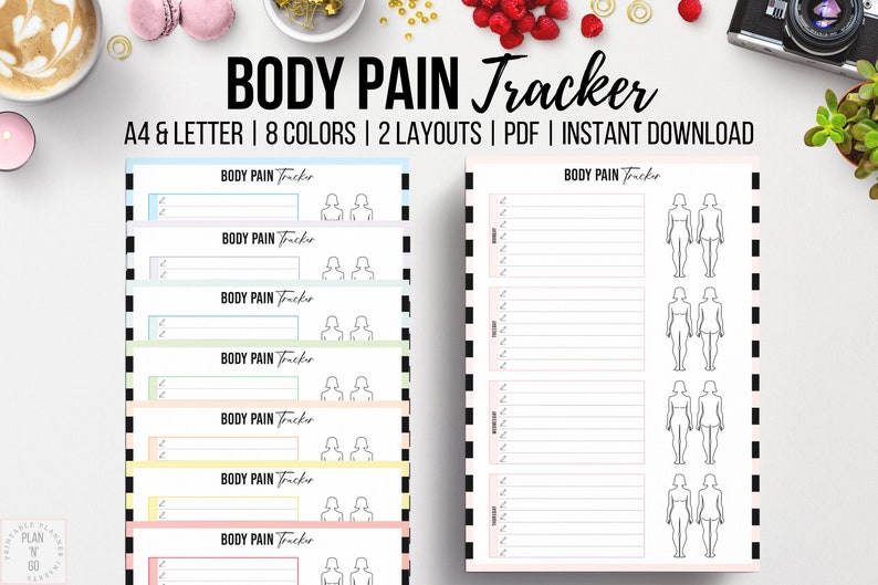 Pain Tracker Printable, A4, Letter, Chronic Illness Journal, Body Pain ...