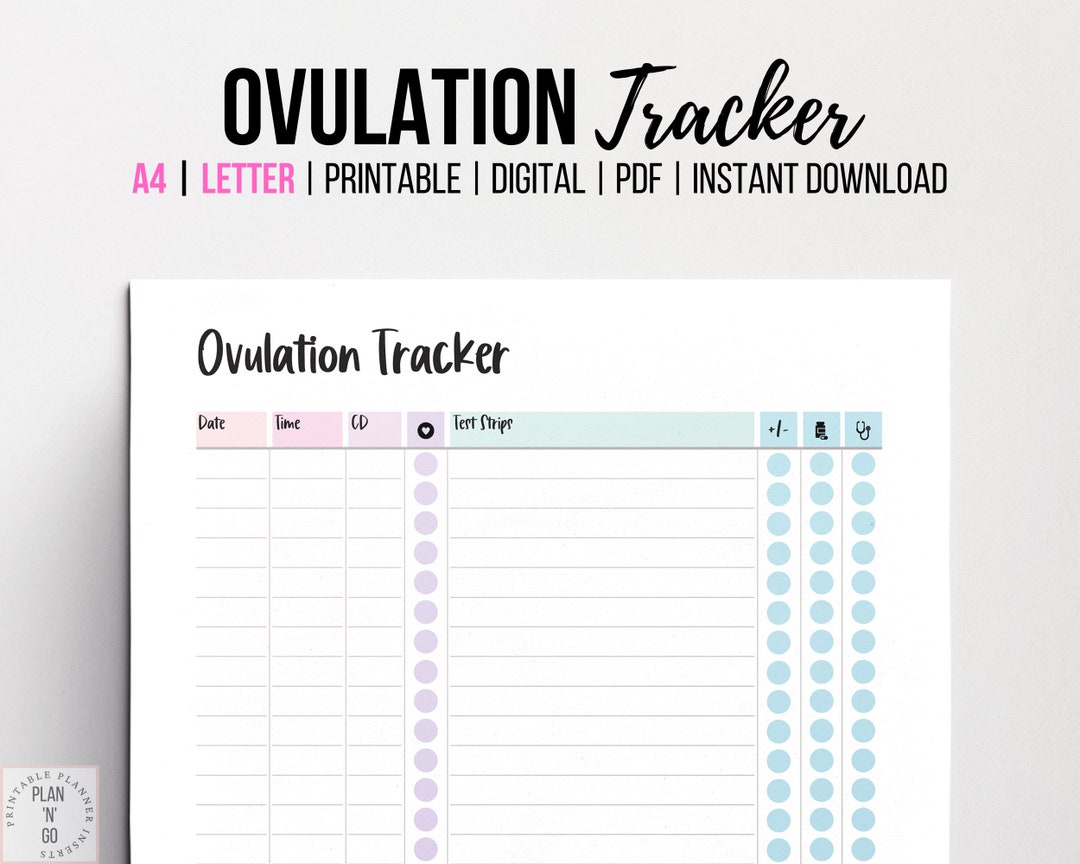 Printable Ovulation Tracker, Ovulation Strip Tracker, Trying to Conceive, Fertility Planner, TTC ...