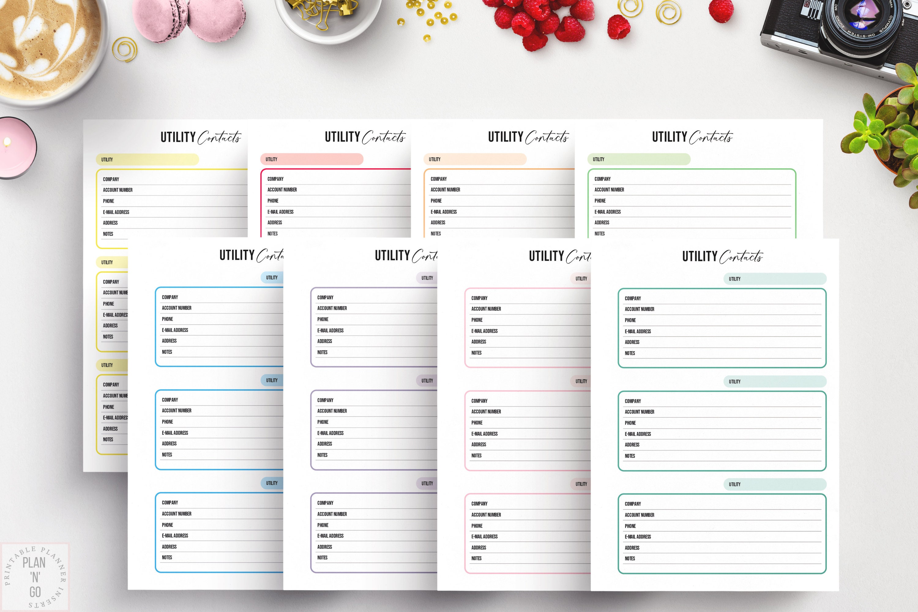 Printable Utility Contacts, Household Organizer, Utility Providers List ...