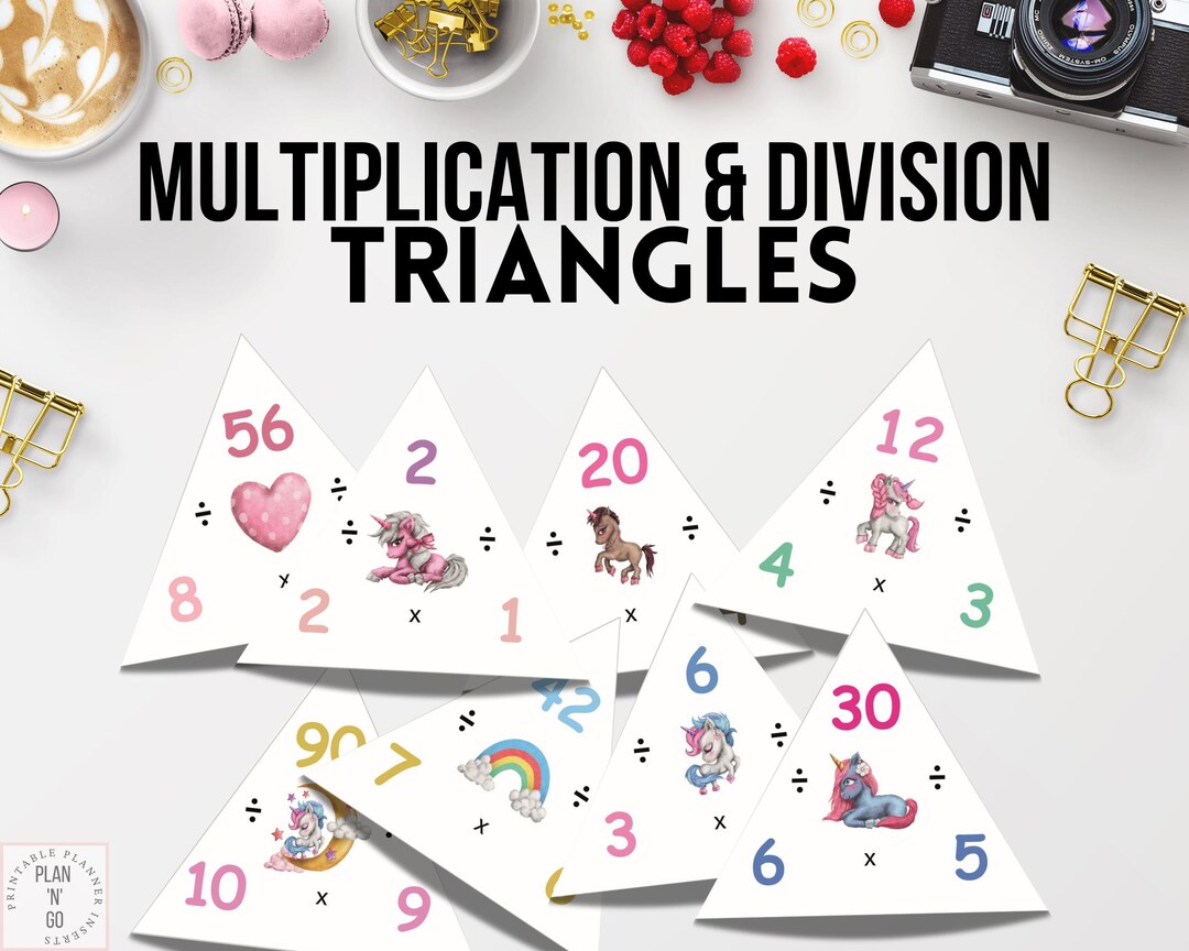 Multiplication and Division Triangle Flash Cards for Children With ...