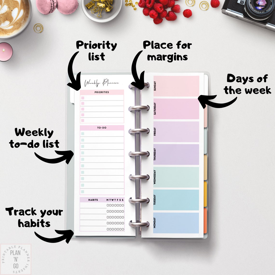 Skinny Mini, Weekly Horizontal Printable, Weekly Undated Planner Insert ...