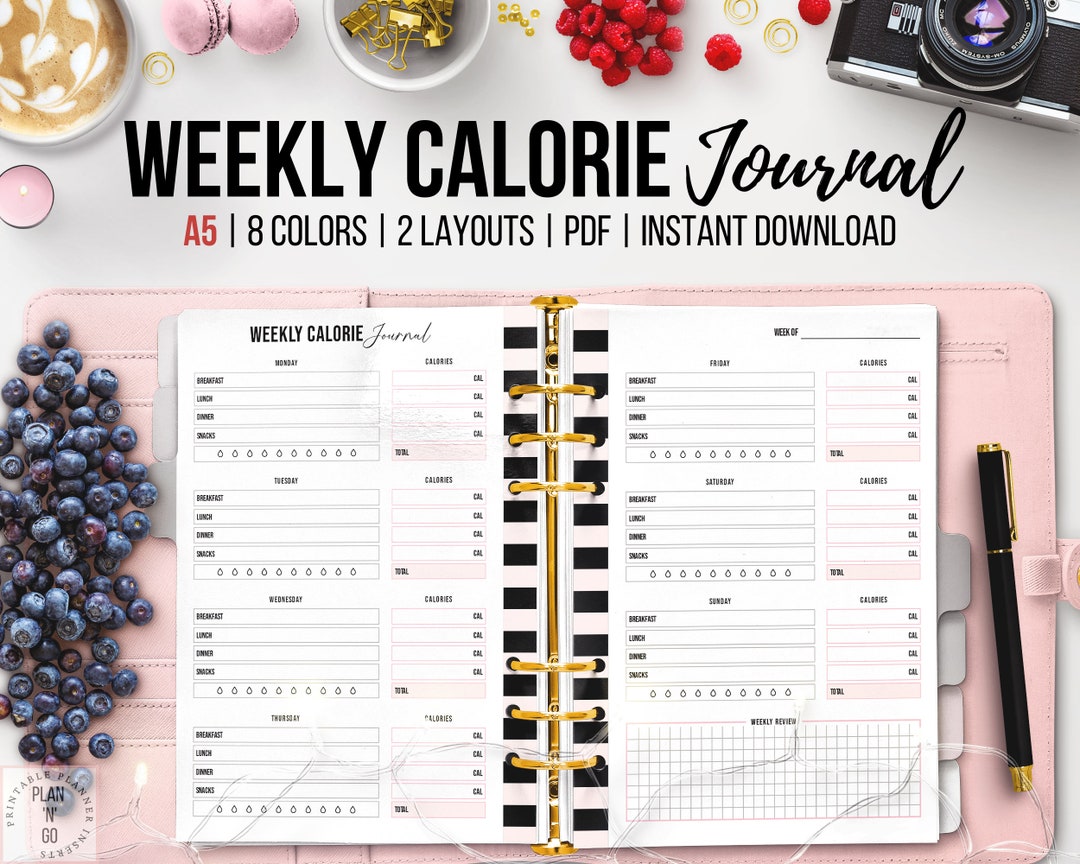 Food Journal, Calorie Tracker, Printable Weight Loss Journal, Food ...