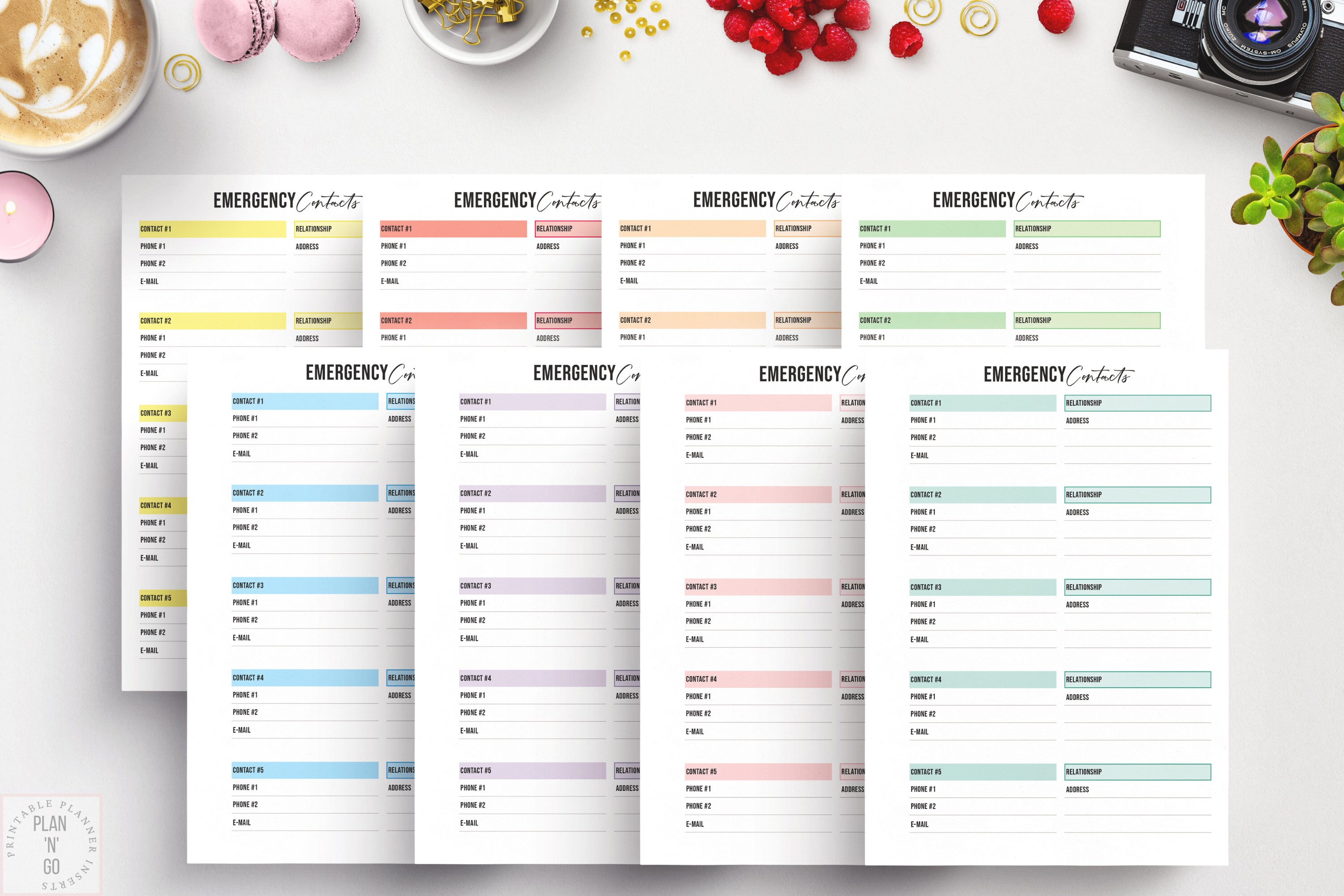 Emergency Contact Form, Printable Contact List, Important Phone Numbers ...