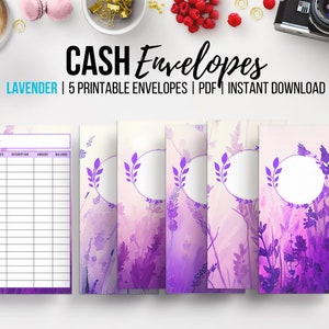 Printable Cash Envelope, Cash Tracker, Lavender Download, Envelope ...
