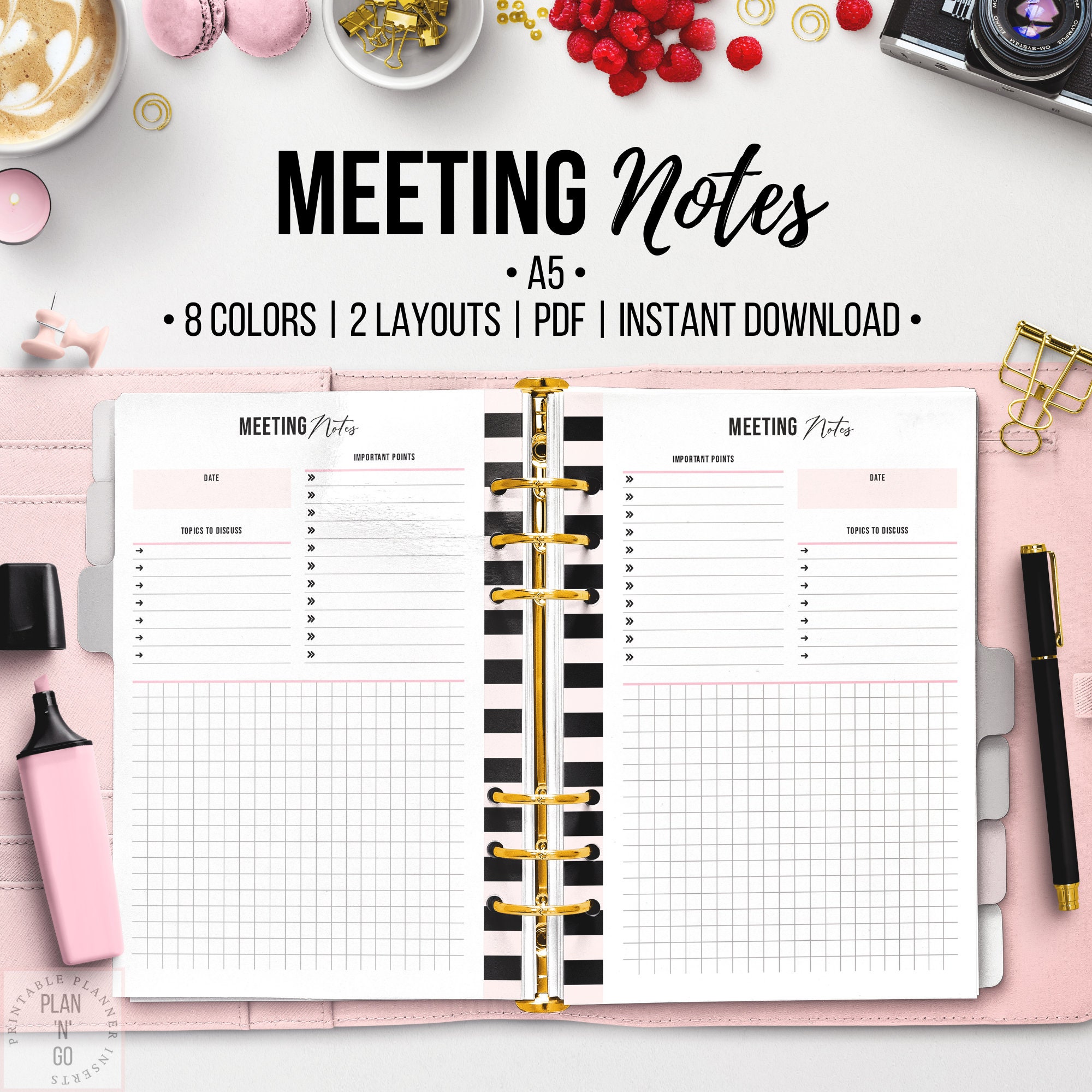 Meeting Notes, Printable Office Planner, Meeting Template, Office Task ...