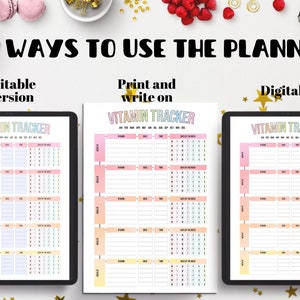 Editable Vitamin Tracker Printable Vitamin Cheat Sheet - Etsy