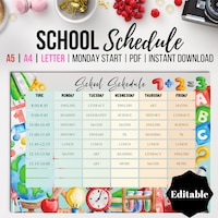 Printable School Timetable: Nursery Educational Art (A4, A3 Digital ...