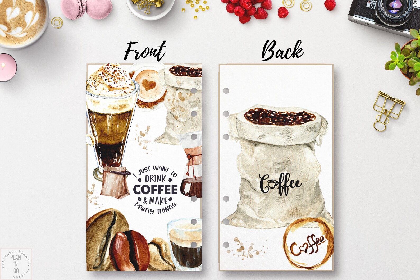 Coffee Dashboard, Printable Coffee Planner Cover, Personal Size Planner ...