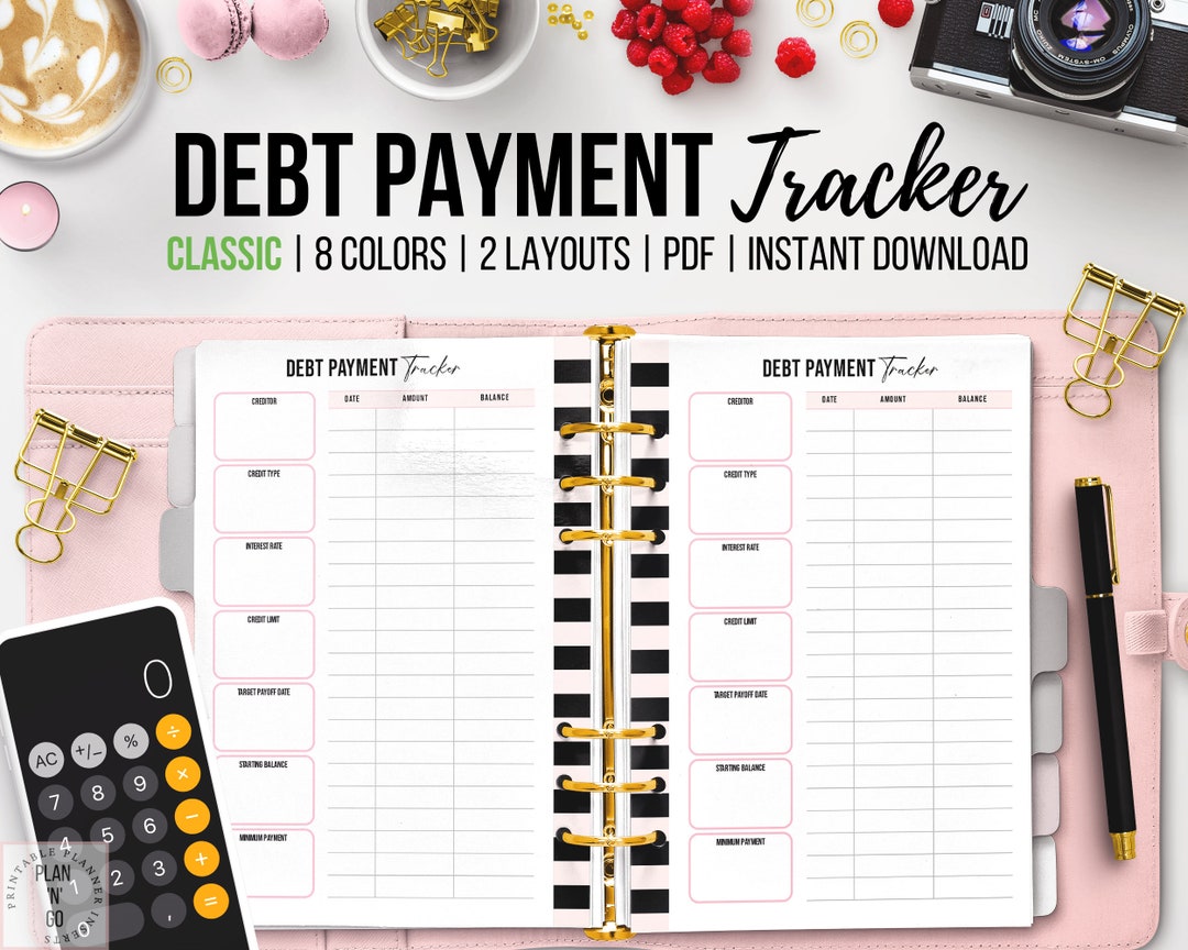 Debt Tracker, Printable Payment Tracker, Personal Finance, Debt Payment ...
