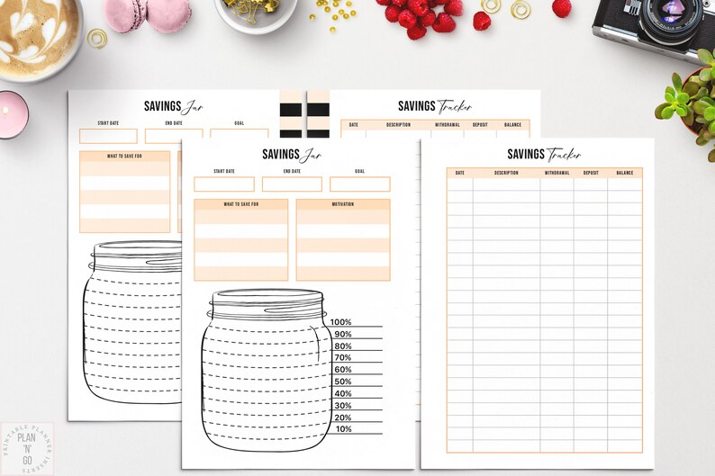Savings Jar Printable Savings Tracker Money Challenge Money - Etsy