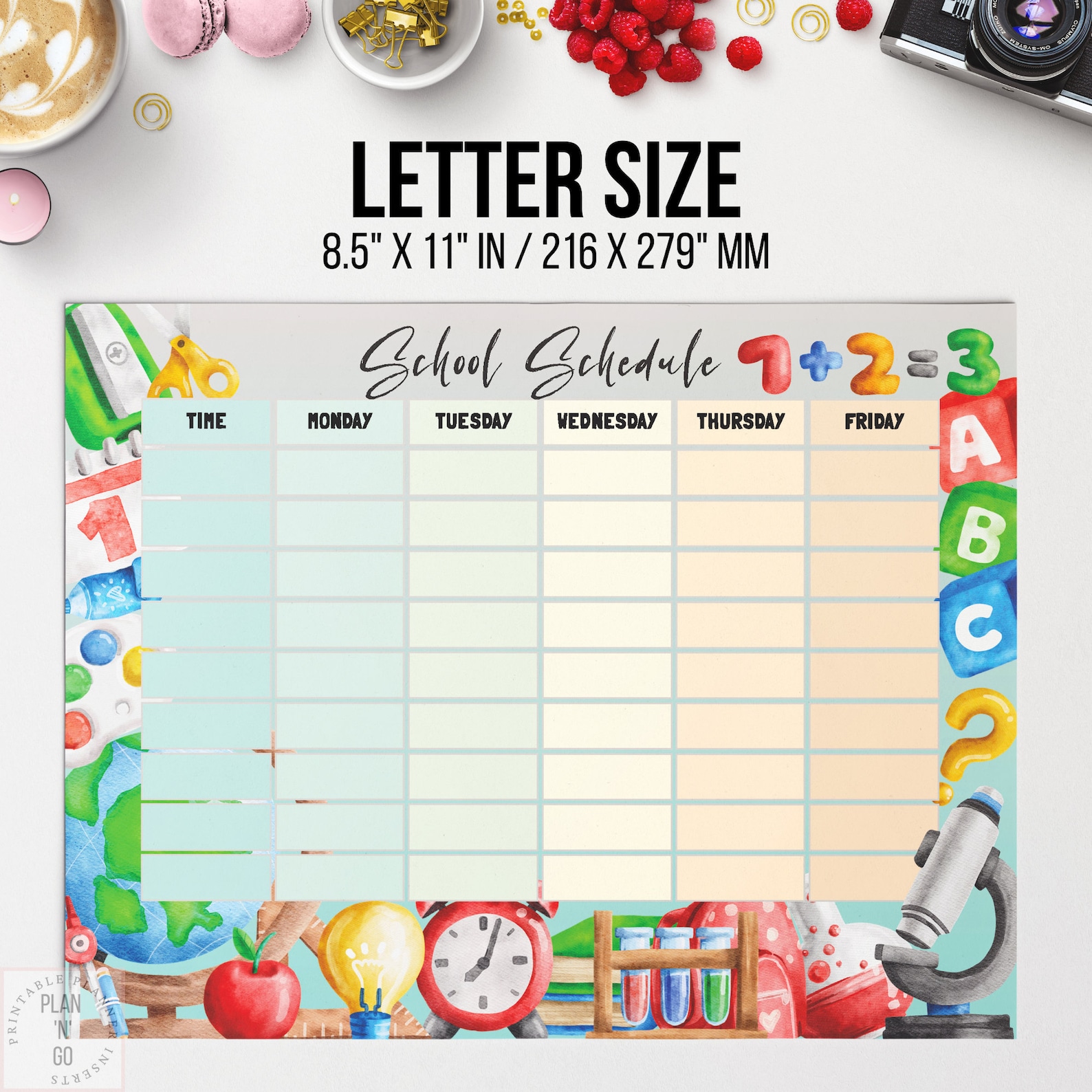 Editable School Schedule for Kids, School Supplies Theme, Printable ...