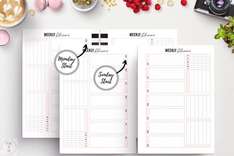 Weekly Horizontal Planner, Printable Undated Weekly Planner Template ...