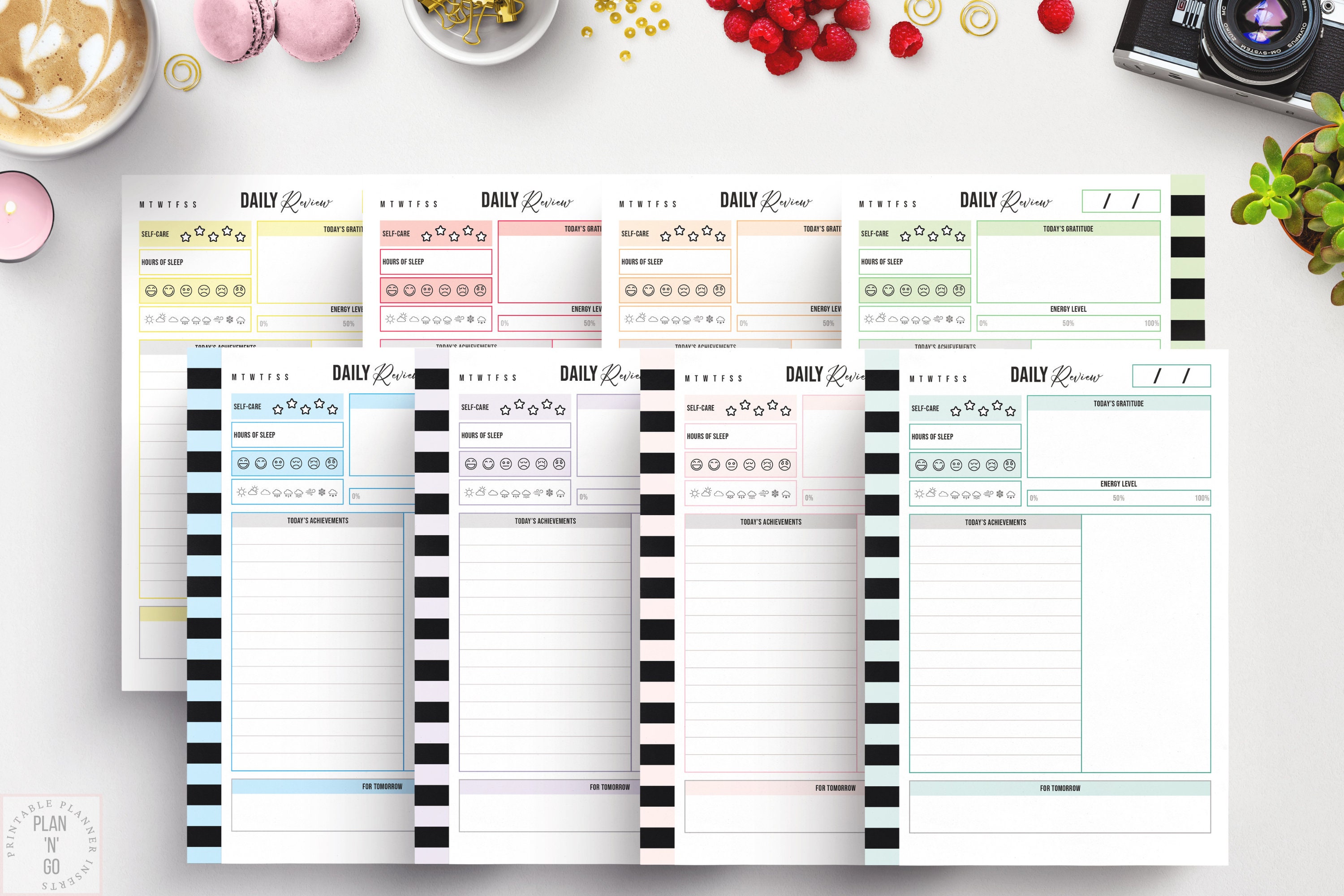 Daily Planner Printable, Review Template, Undated Daily Planner ...