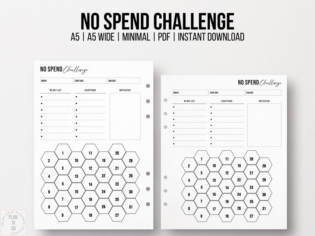No Spend Challenge Printable, No Spend Tracker, Money Saving Challenge ...