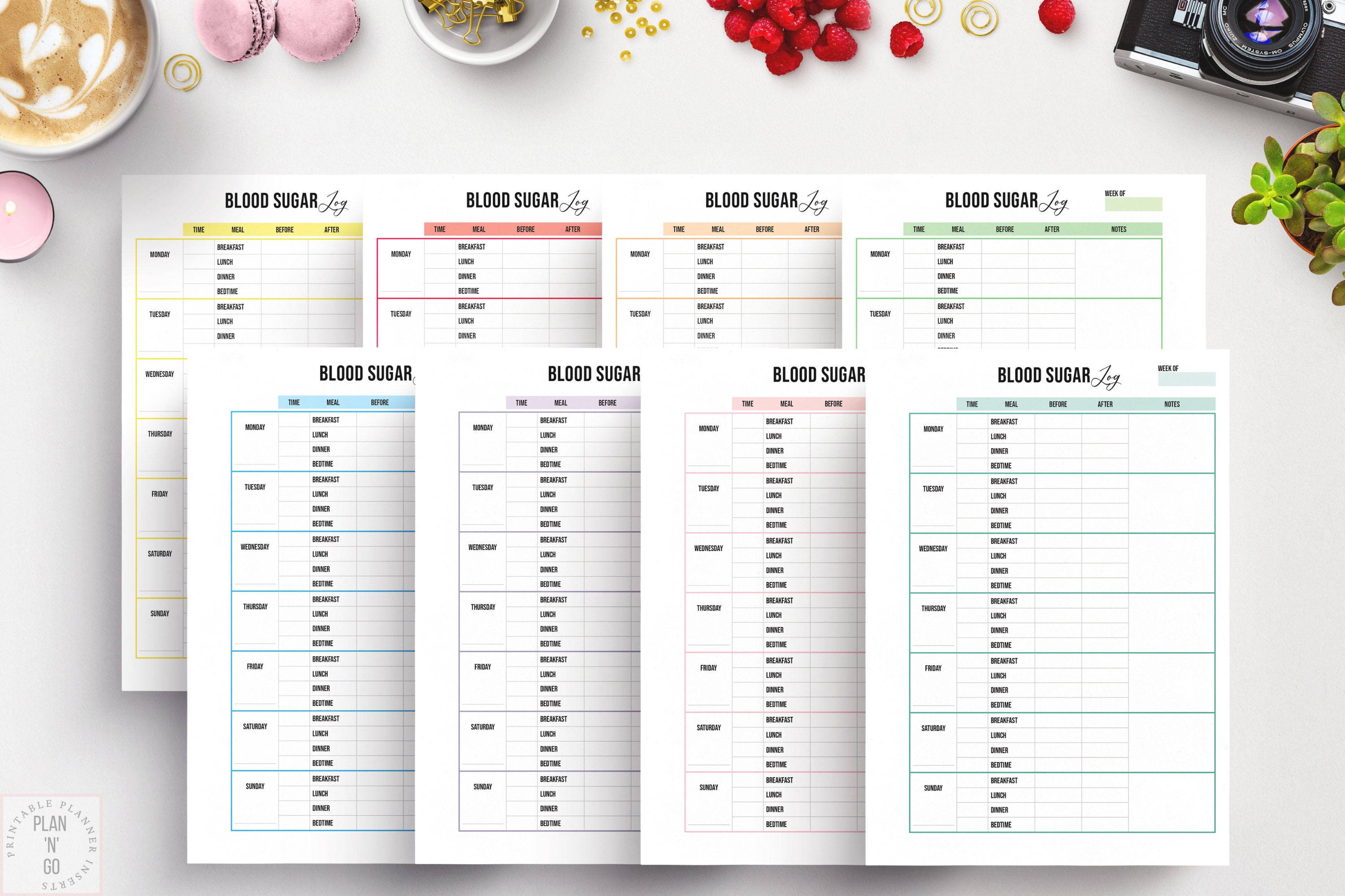 Blood Sugar Log, Printable Diabetes Tracker, Blood Glucose Monitor ...