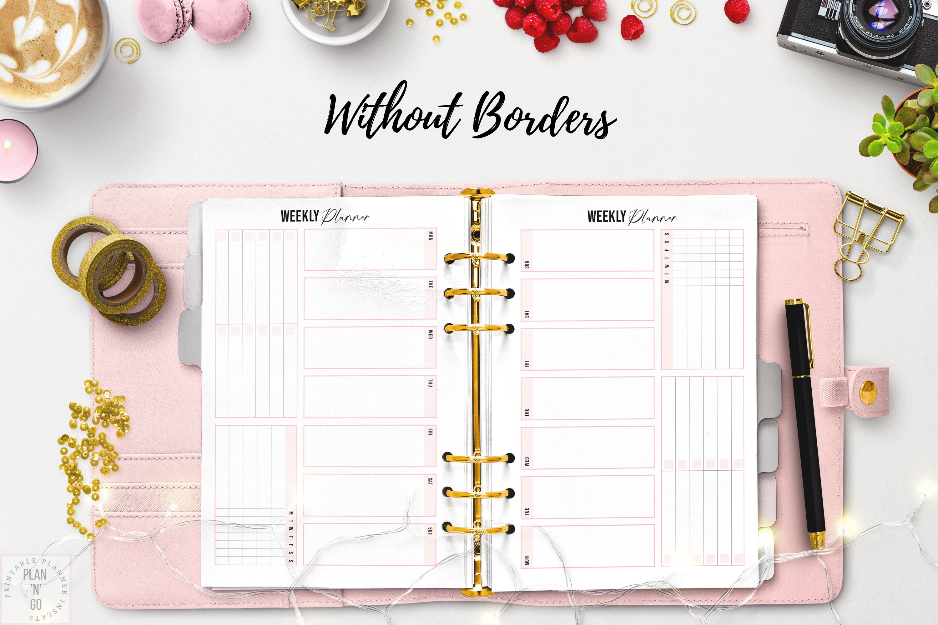 Weekly Horizontal Planner, Printable Undated Weekly Planner Template ...