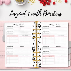 Printable Vet Visit, Vet Appointment Tracker, Pet Health Record, Vet ...