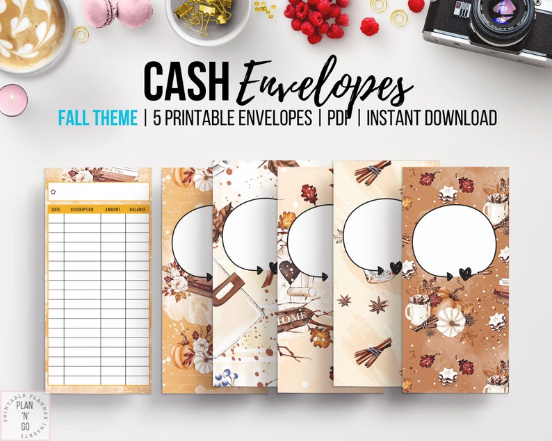 Printable Cash Envelope, Money Management, Monthly Savings, Fall Theme ...