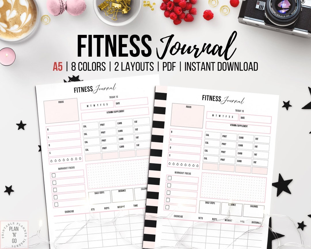 Fitness Journal, Printable Exercise Tracker, Daily Fitness Planner ...