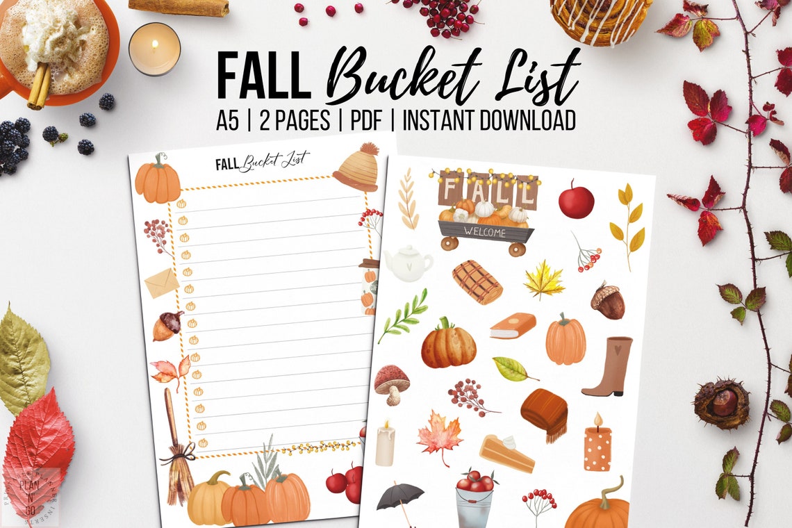 Fall Bucket List Printable Fall Journal Autumn Bucket List - Etsy
