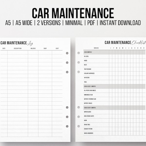 Car Maintenance Checklist Printable - Etsy