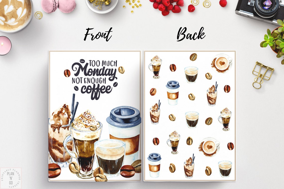 Coffee Planner Dashboard, Printable Planner Cover, Set of 4, Coffee ...