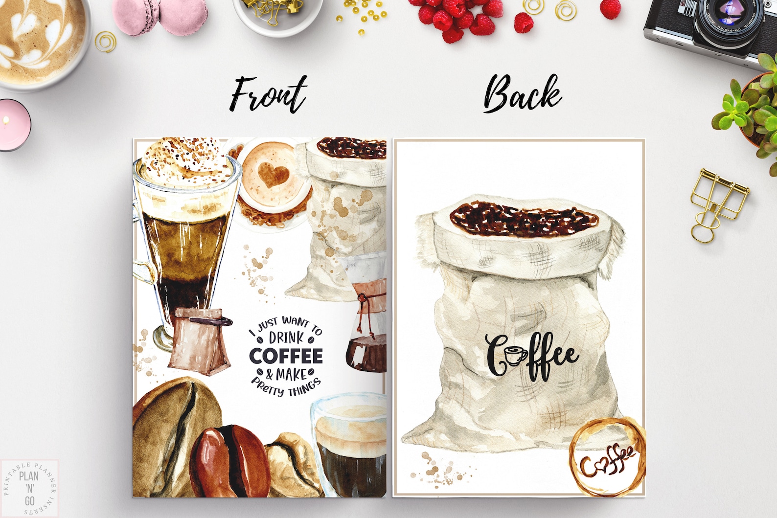 Coffee Planner Dashboard, Printable Planner Cover, Set of 4, Coffee ...