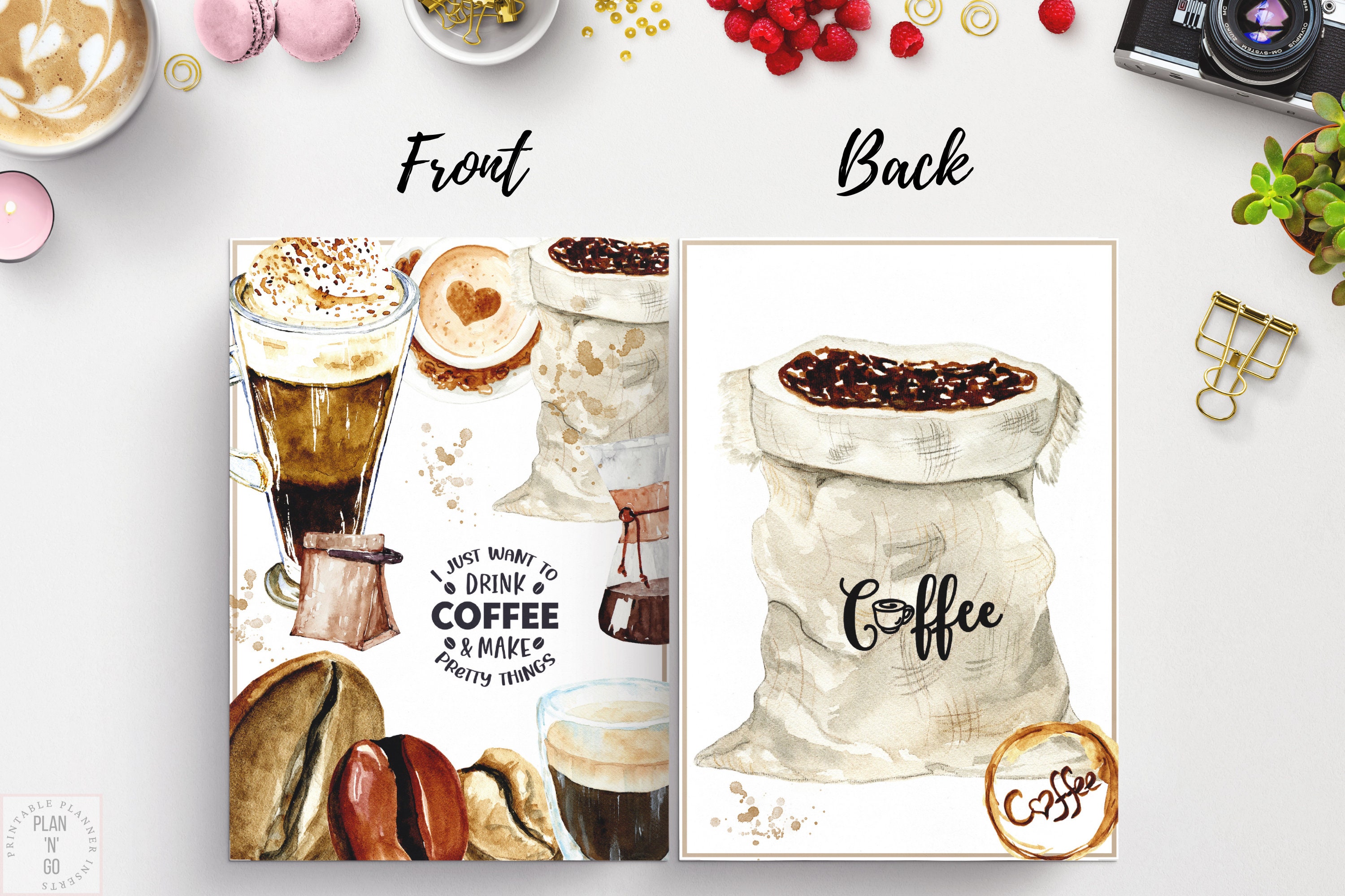 Coffee Planner Dashboard, Printable Planner Cover, Set of 4, Coffee ...