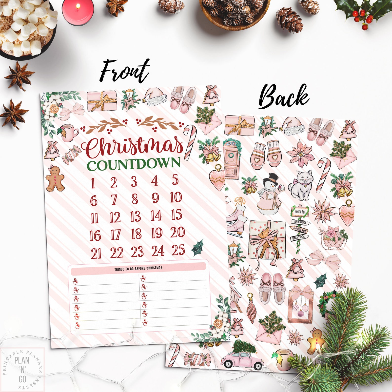 Christmas Countdown, Printable Advent Calendar, Days Until Christmas ...