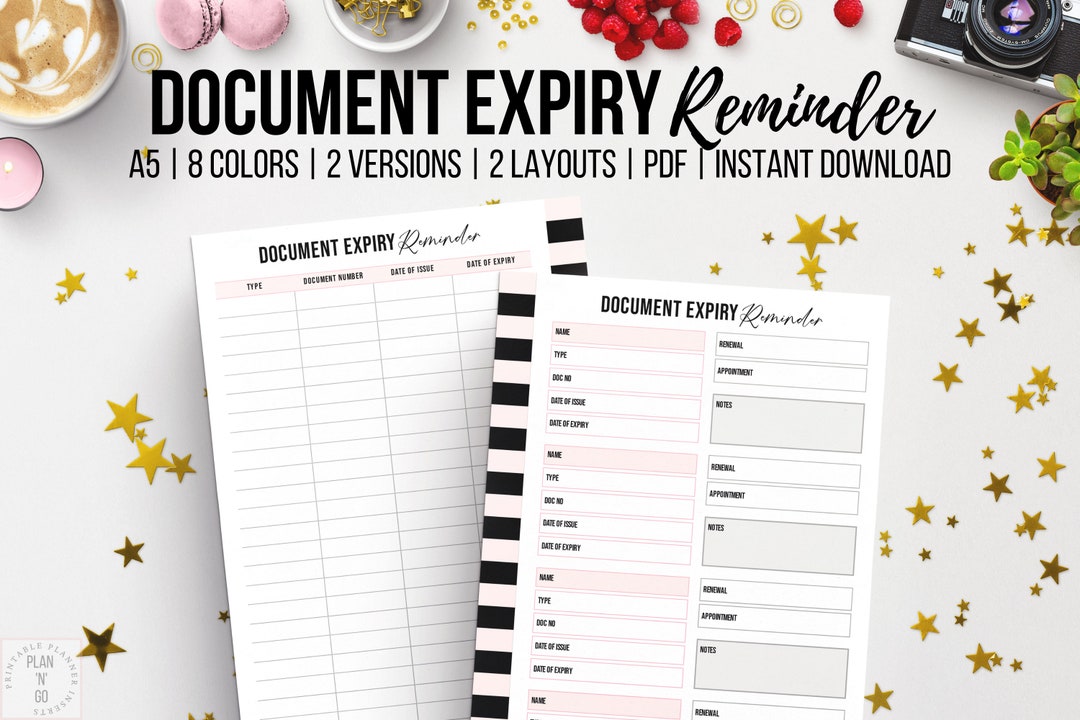 Document Organizer, Document Expiry Reminder, Printable Document ...