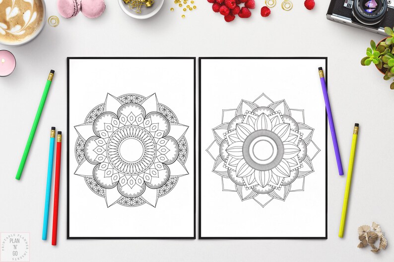 Floral Mandala Coloring Pages Set - Mindful Adult Meditation PDF Bundle ...