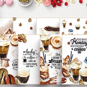Coffee Planner Dashboard, Printable Planner Cover, Set of 4, Coffee ...