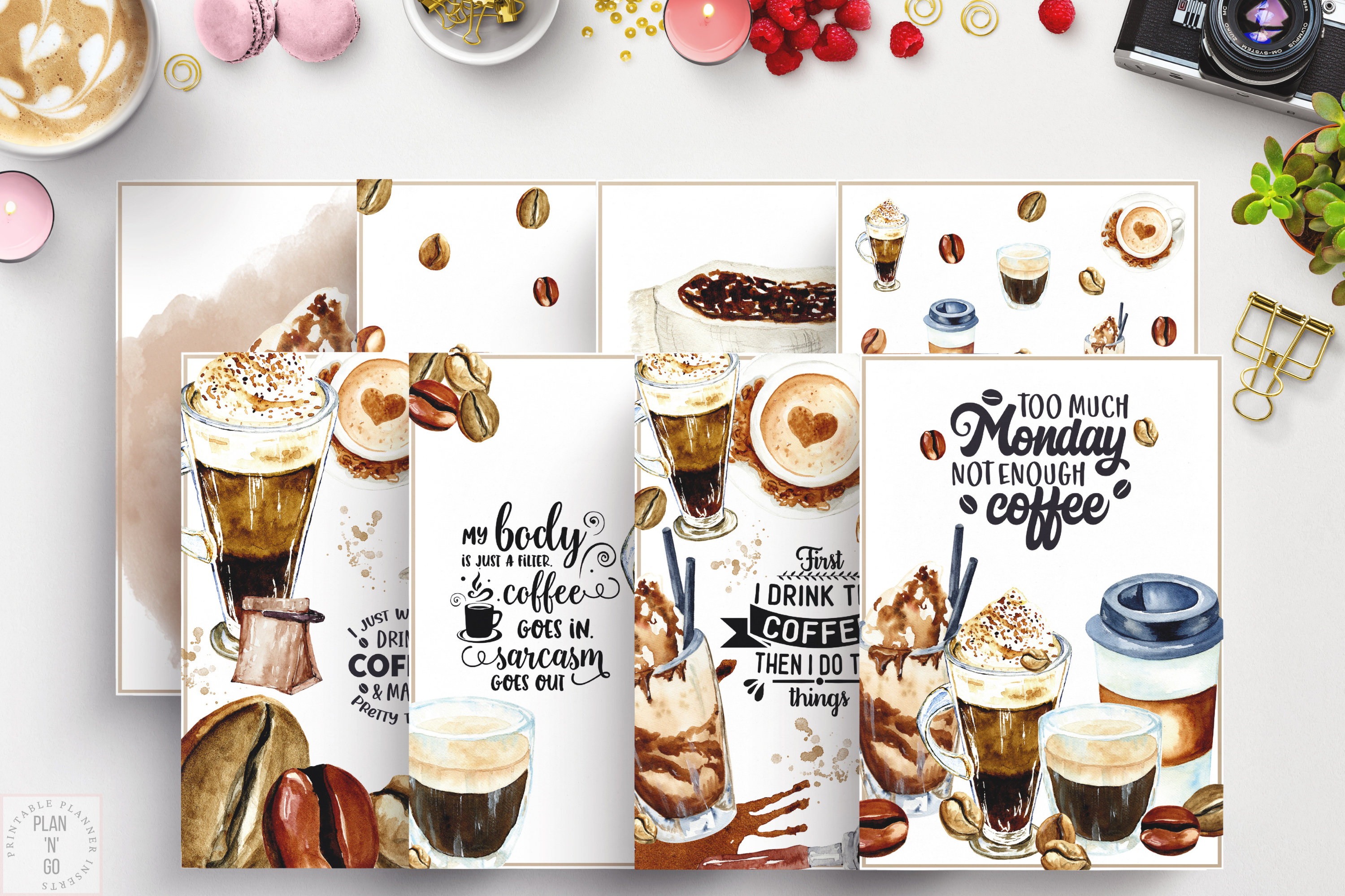 Coffee Planner Dashboard, Printable Planner Cover, Set of 4, Coffee ...