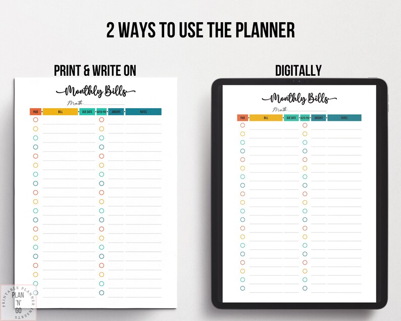 Editable Bill Tracker, Printable Monthly Bill Payment Checklist, Bill ...