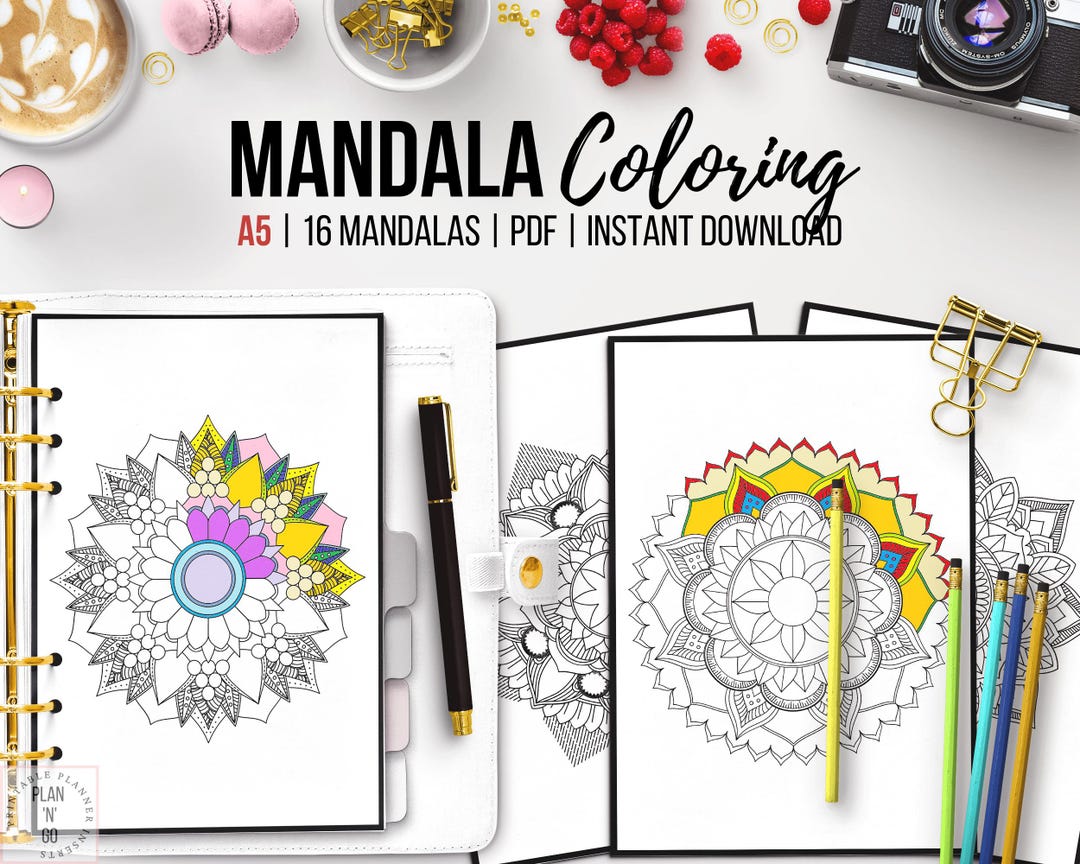 Floral Mandala Coloring Pages Set - Mindful Adult Meditation PDF Bundle ...