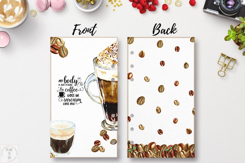 Coffee Dashboard, Printable Coffee Planner Cover, Personal Size Planner ...