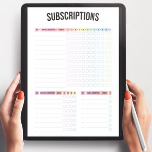 Editable Subscription Tracker, Monthly, Quarterly, Yearly Subscription ...