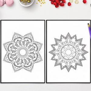 Floral Mandala Coloring Pages Set - Mindful Adult Meditation PDF Bundle ...