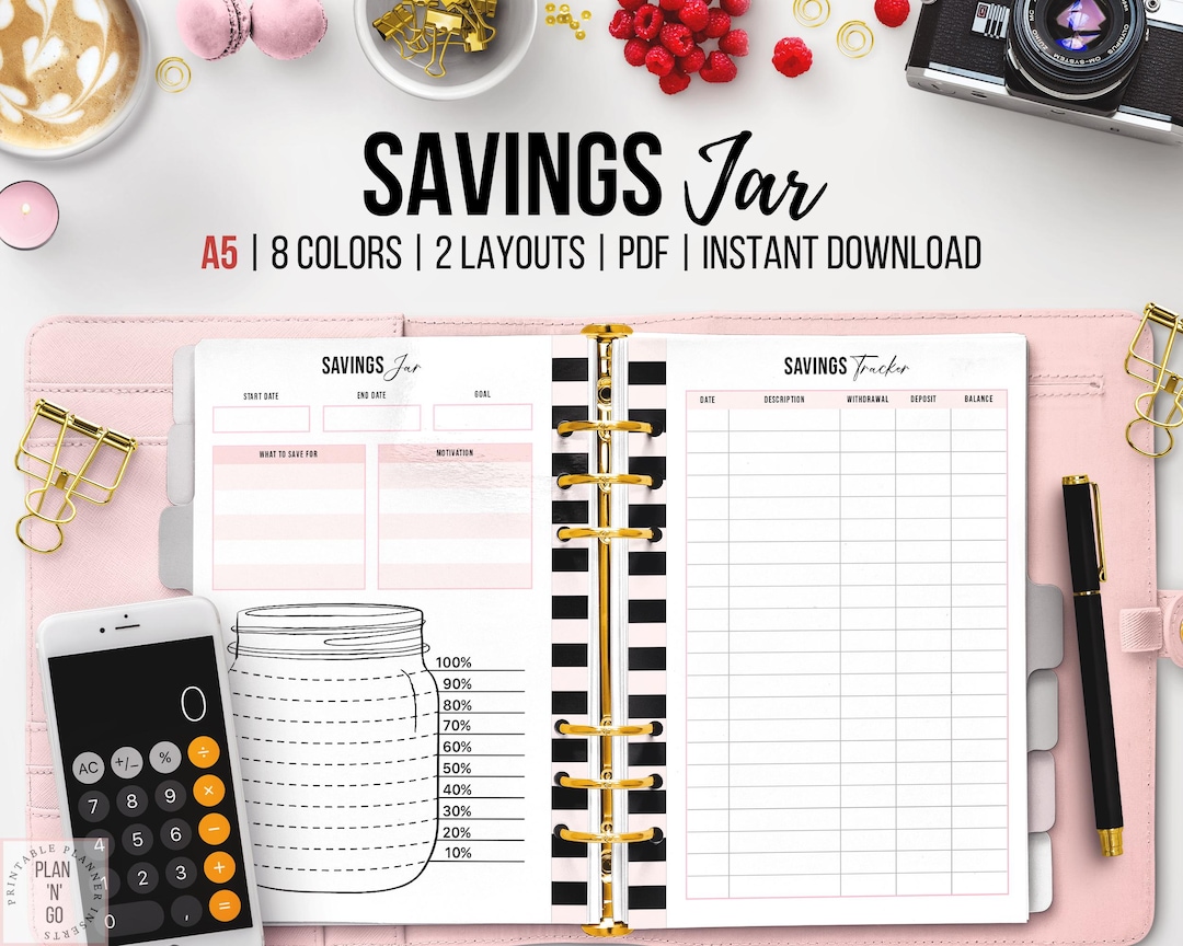 Savings Jar, Printable Savings Tracker, Money Challenge, Money Saving ...