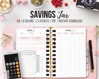 Printable Money Jar Savings Tracker - Etsy
