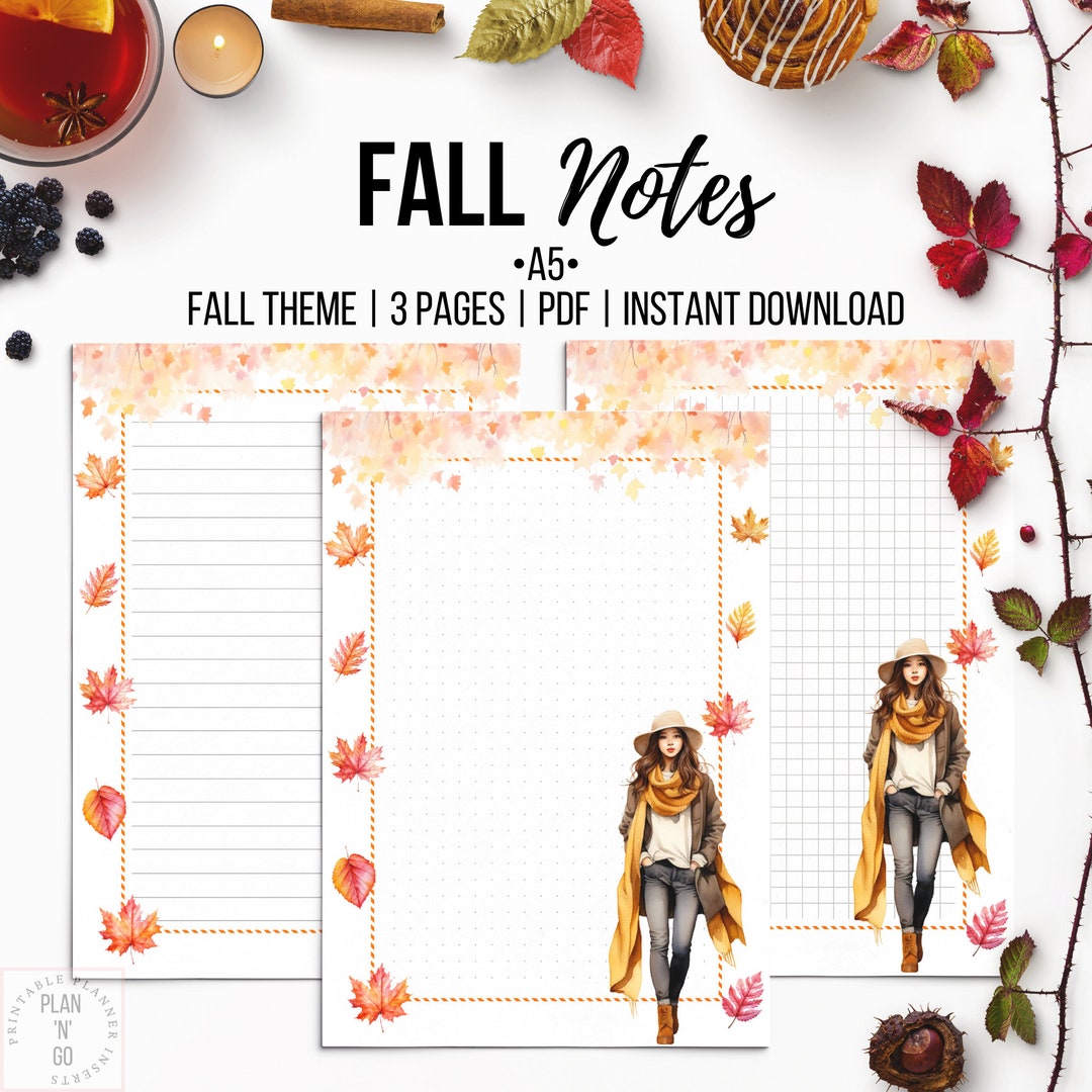 Fall Notes Printable Notes Paper Autumn Themed Writing - Etsy
