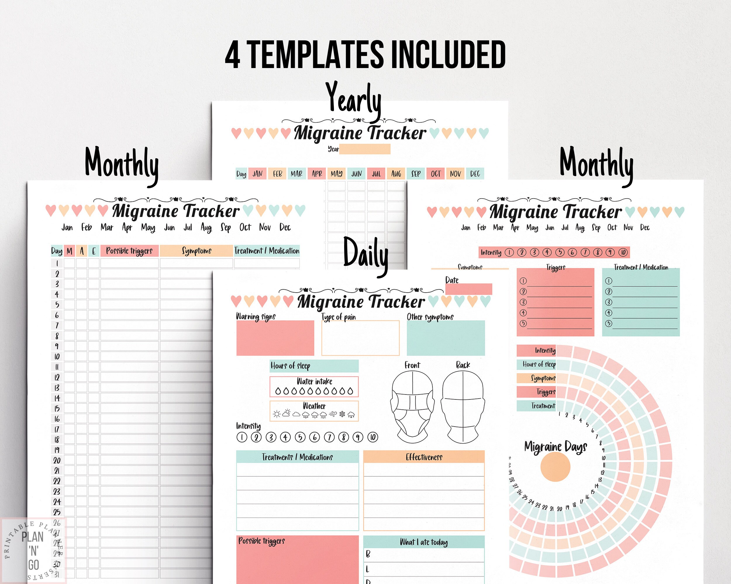Migraine Tracker Printable, Headache Log, Pain Symptoms, Chronic Pain Tracker, Chronic Migraine ...