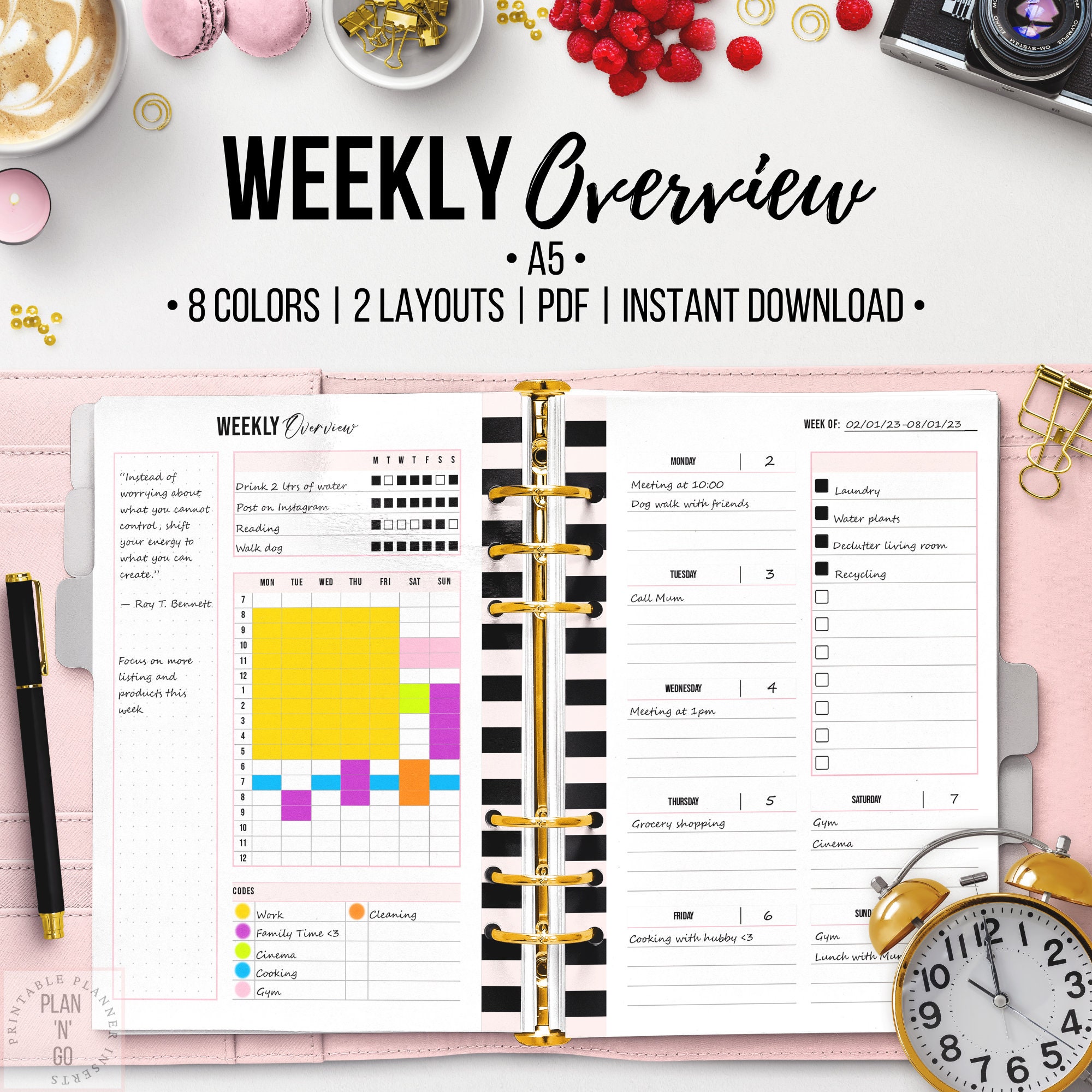 Week at a Glance Printable Week Organizer Undated Planner - Etsy