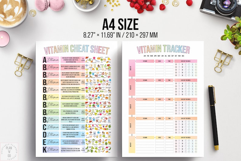 Editable Vitamin Tracker Printable Vitamin Cheat Sheet - Etsy