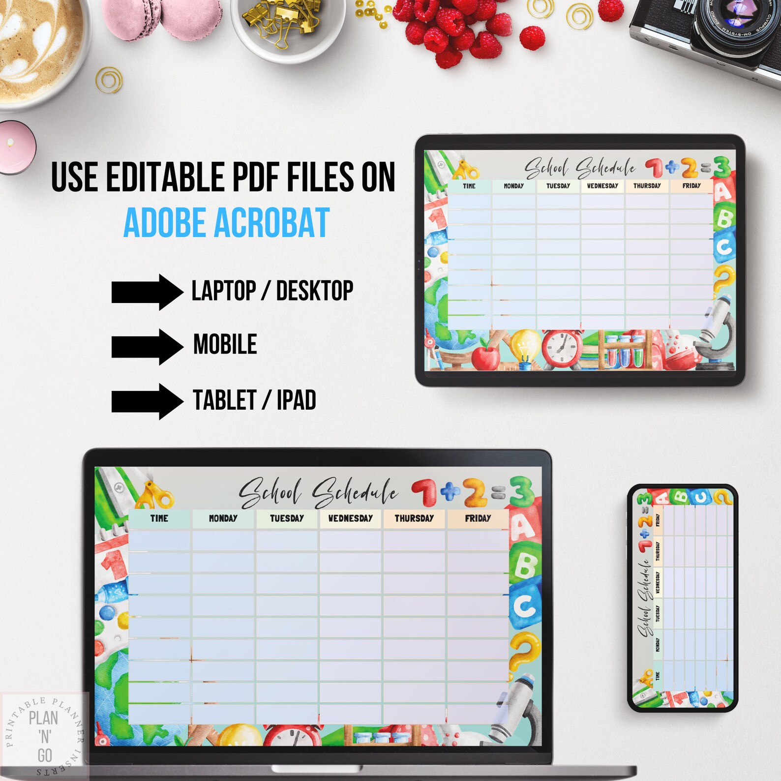 Editable School Schedule for Kids School Supplies Theme - Etsy
