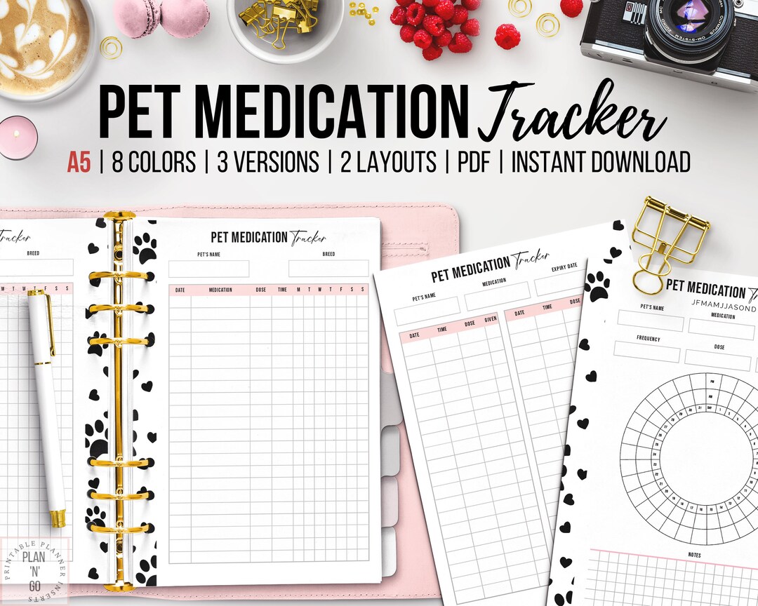 Pet Medication Tracker, Printable Pet Medicine Chart, Pet Planner ...
