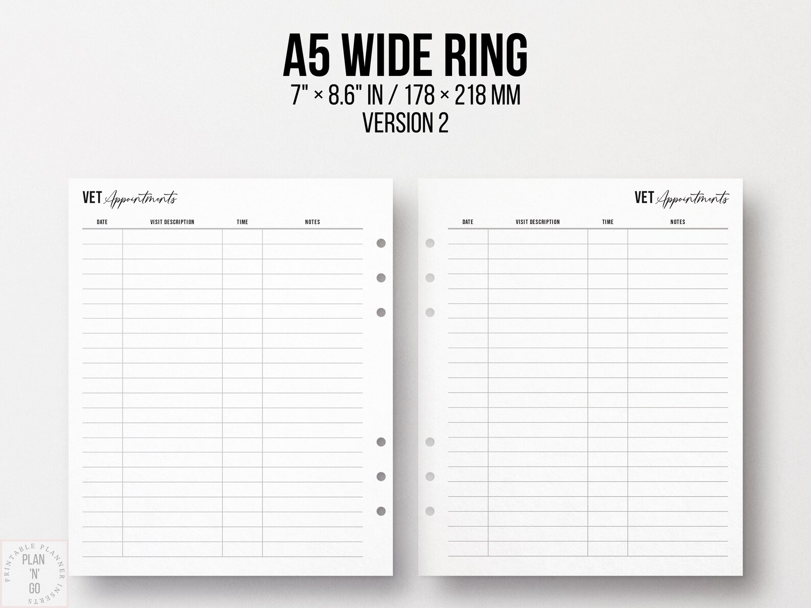 Vet Appointment Tracker Printable Vet Visit Pet Information - Etsy