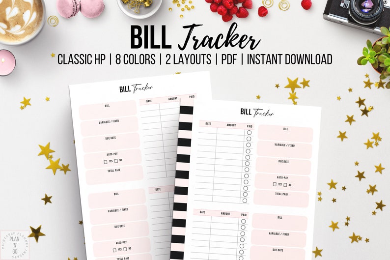 Bill Tracker Printable, Classic Happy Planner, Expense Log, Bill ...