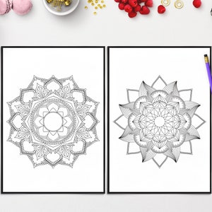 Floral Mandala Coloring Pages Set - Mindful Adult Meditation PDF Bundle ...